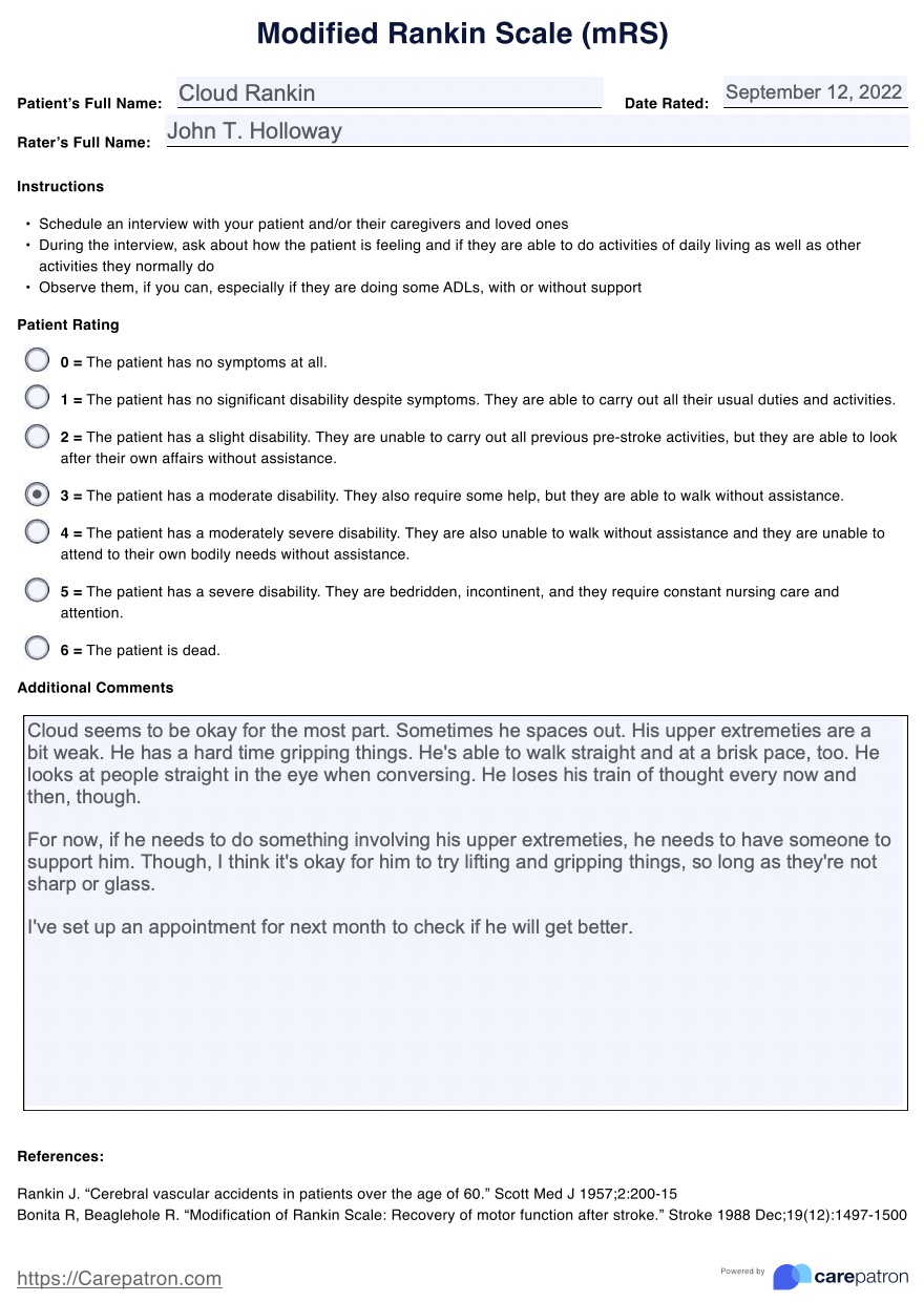 Modified Rankin Scale (mRS) & Example | Free PDF Download